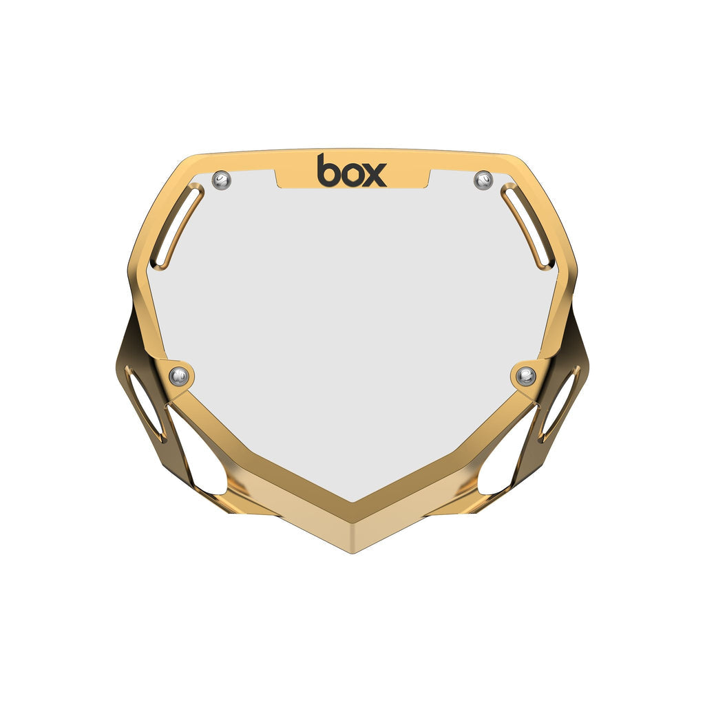 Box TWO Number Plate / Small Gold Chrome