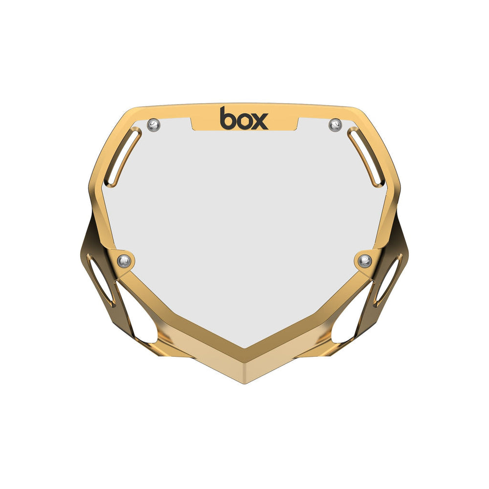 Box TWO Number Plate / Small Gold Chrome